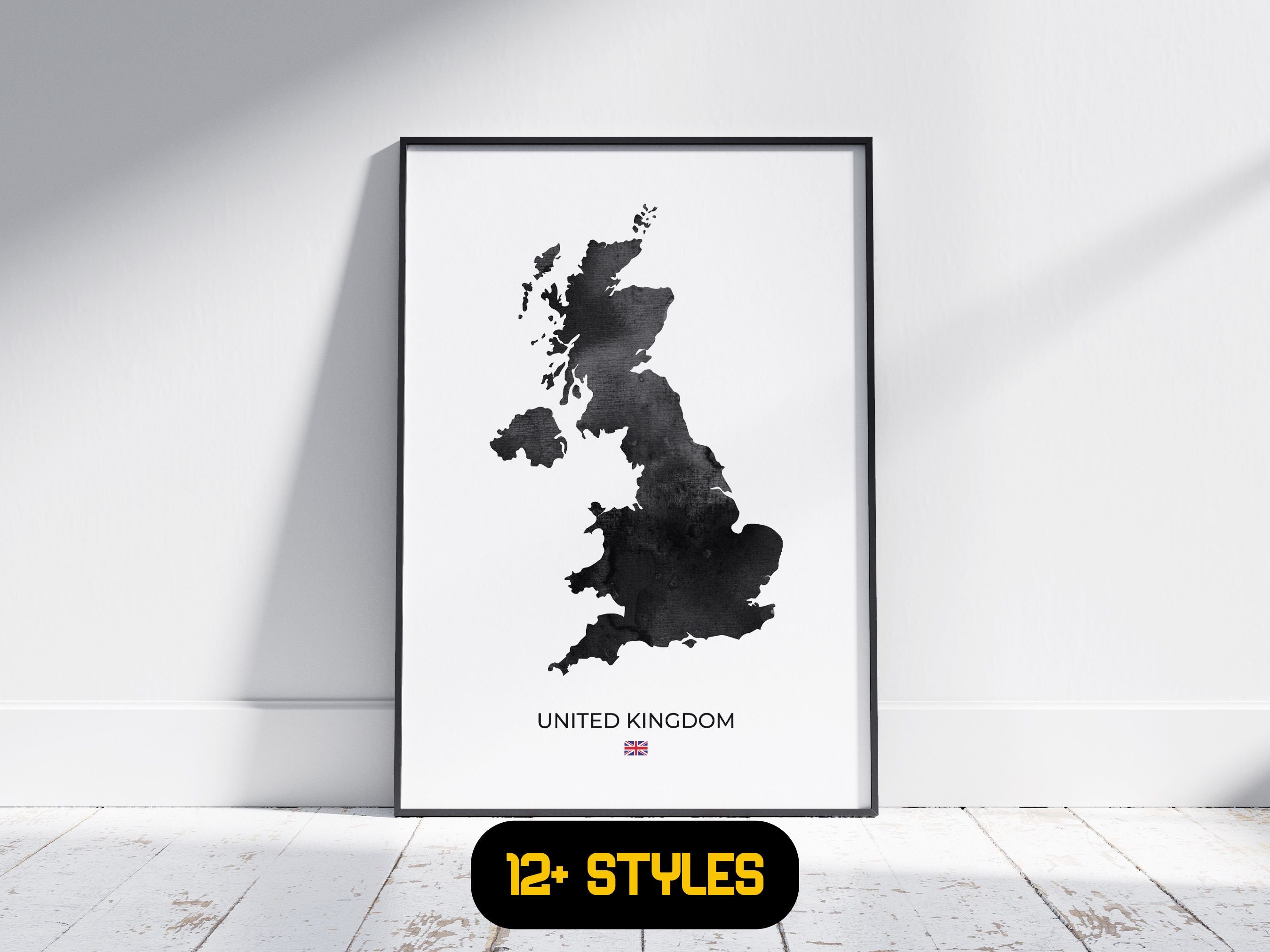 UK Map Watercolour Print, Watercolor Map Art, United Kingdom Map Poster ...