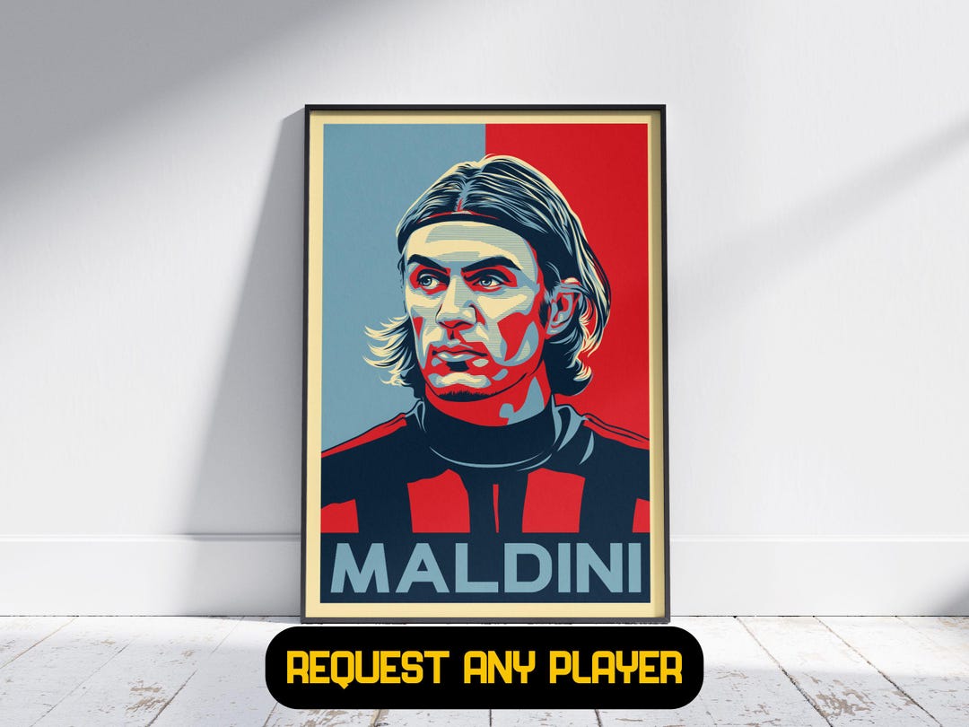 Paolo Maldini Hope Style Football Poster Gift, Gift for Him/her, Milan ...