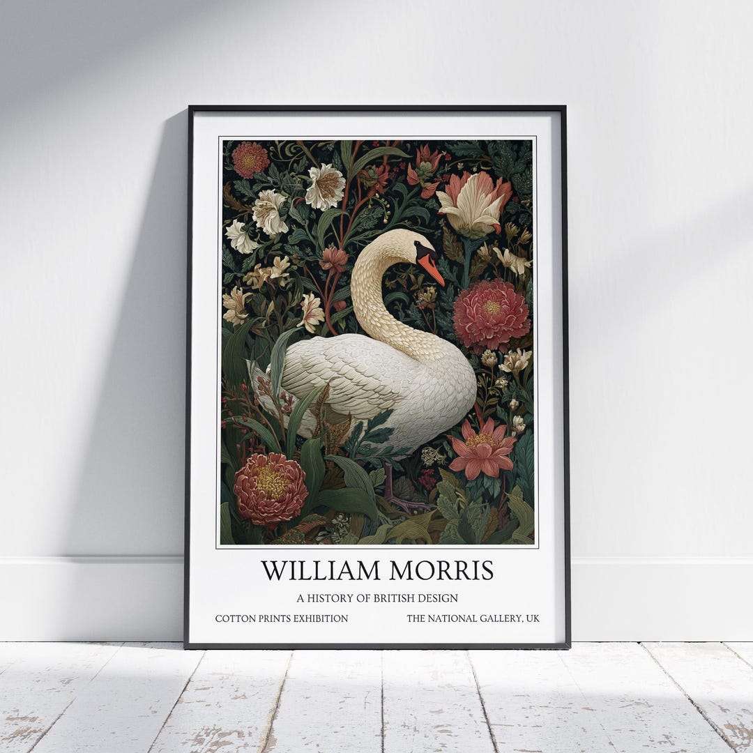 Swan William Morris Wall Art: Vintage Poster, Floral Art Print - Etsy UK