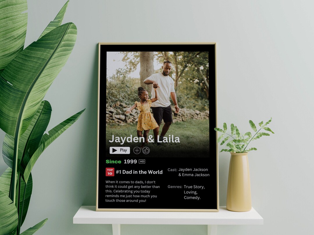 Personalised Netflix Movie Poster Print Fathers Day Anniversary Couples ...