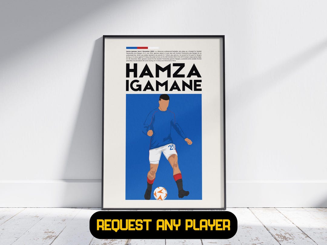 Hamza Igamane Rangers - Football Poster Gift, Gift for Him/her, Rangers Gift - Etsy