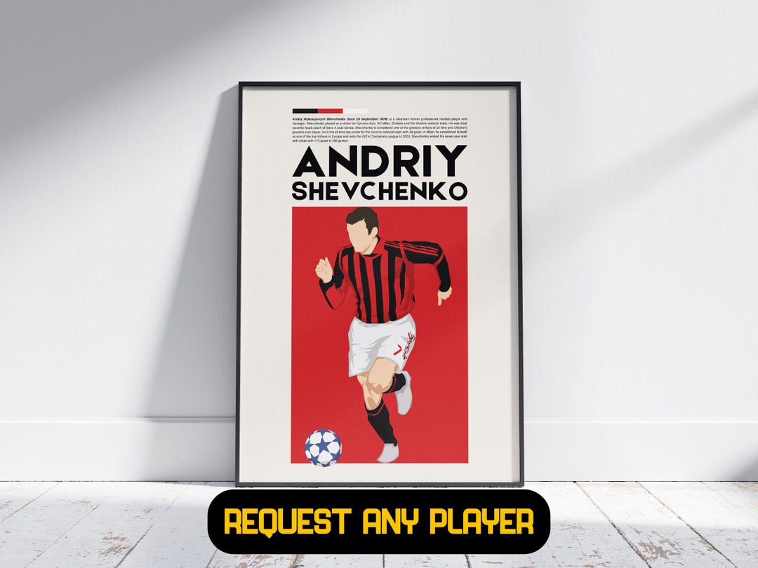 Andriy Shevchenko Milan - Football Poster Gift, Gift for Him/her, Milan ...