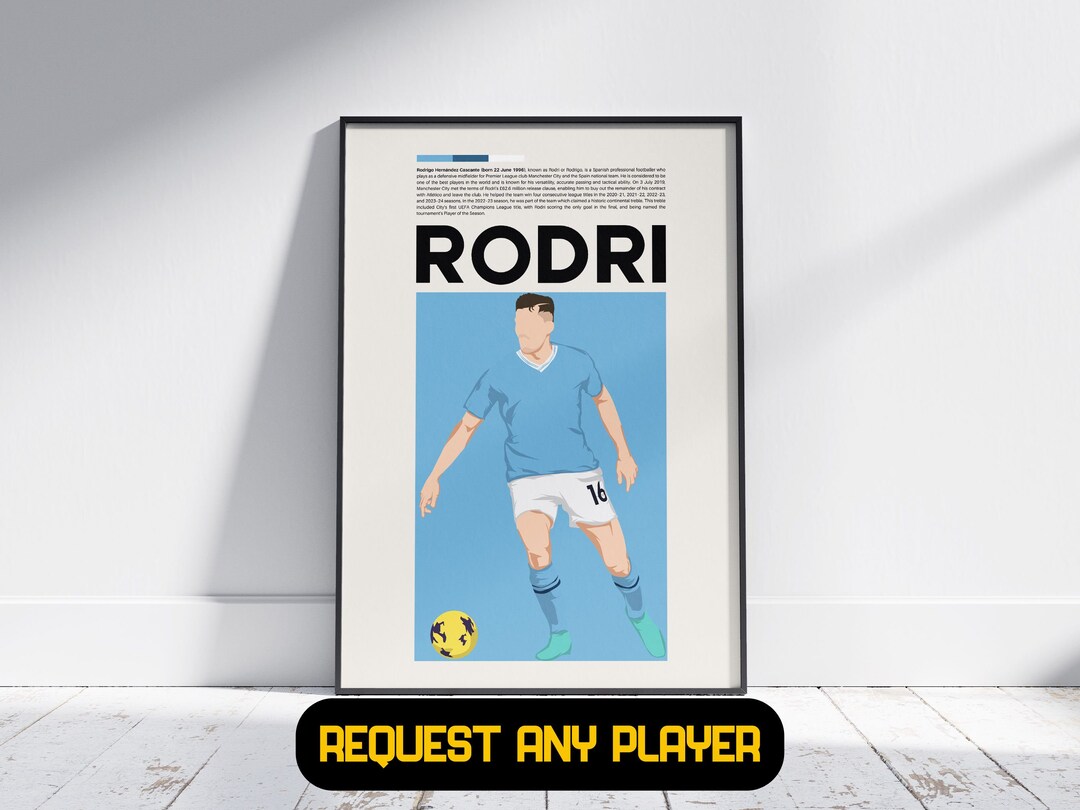 Rodri Man City - Football Poster Gift, Gift for Him/her, Man City Gift ...
