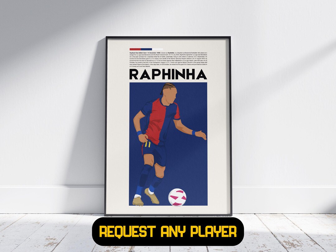 Raphinha Barcelona - Football Poster Gift, Gift for Him/her, Barcelona ...