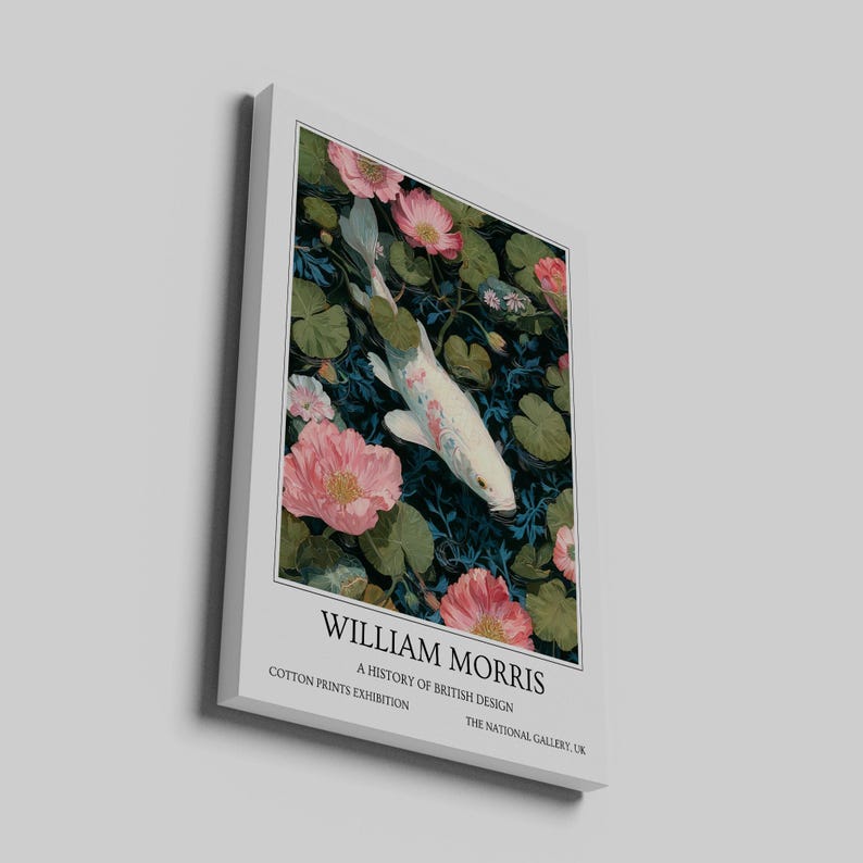 White Koi Fish William Morris Wall Art: Vintage Poster, Floral Art ...