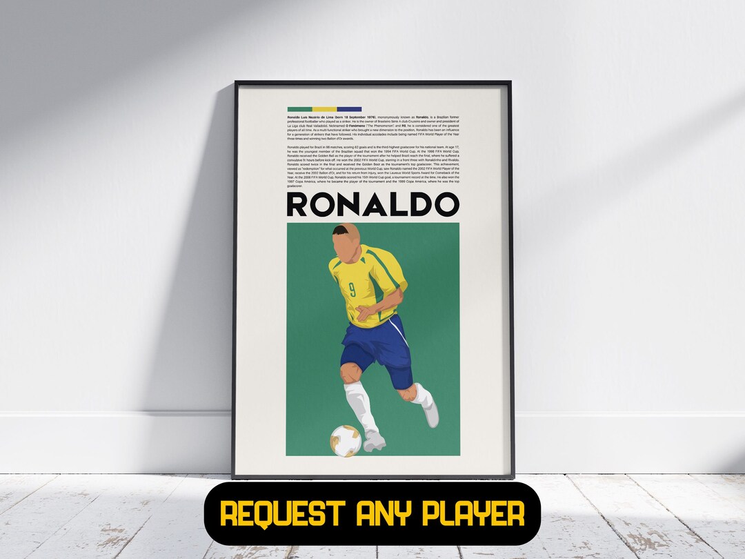 Ronaldo R9 Brazil - Football Poster Gift, Gift for Him/her, Brazil Gift ...