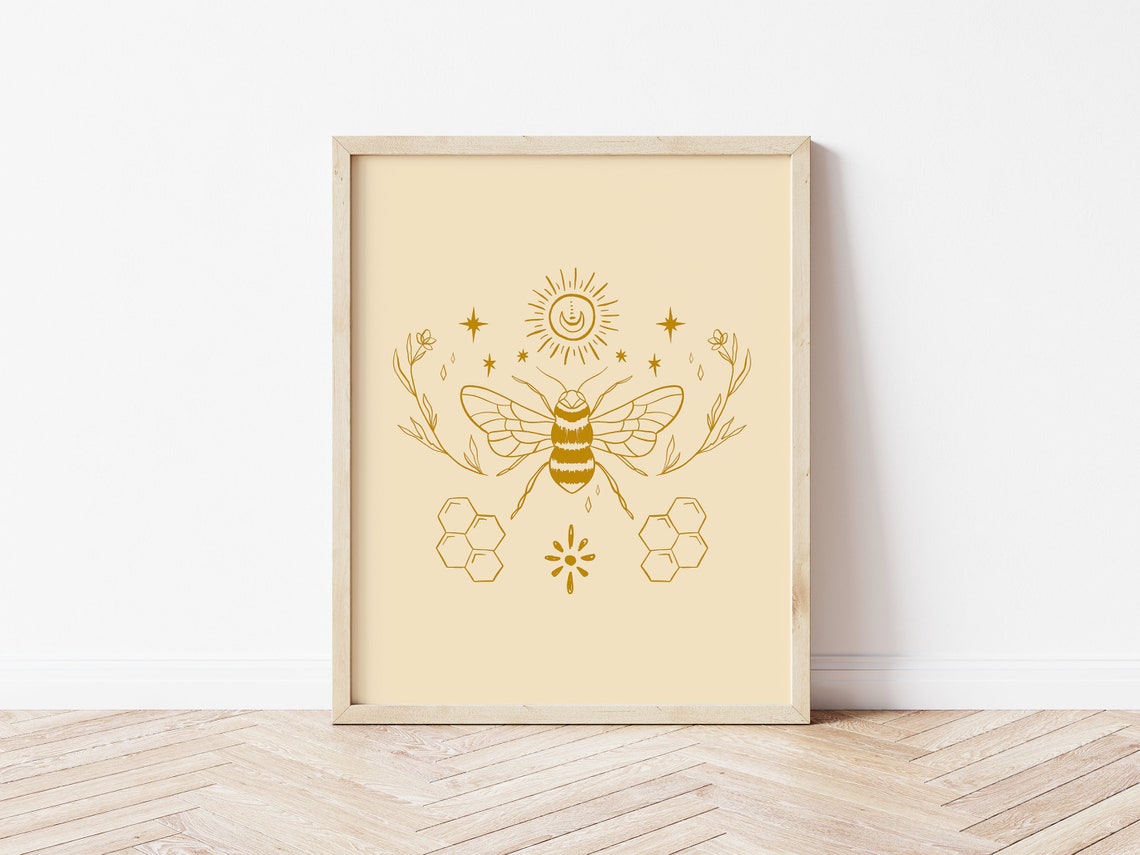 Boho Bee Print Wall Art Print Bumblebee Print Honeybee - Etsy