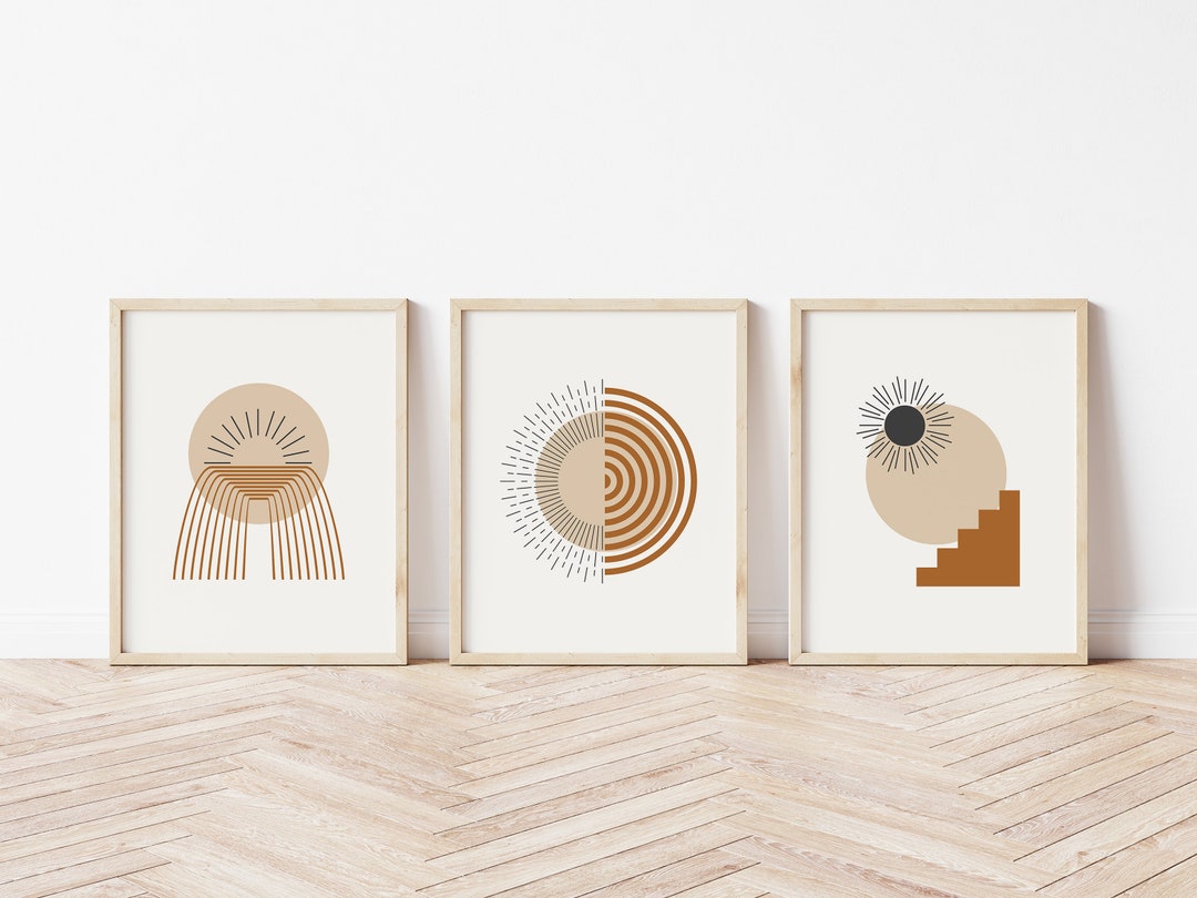 Abstract Shapes Print Set of 3 Printable Wall Art Modern - Etsy