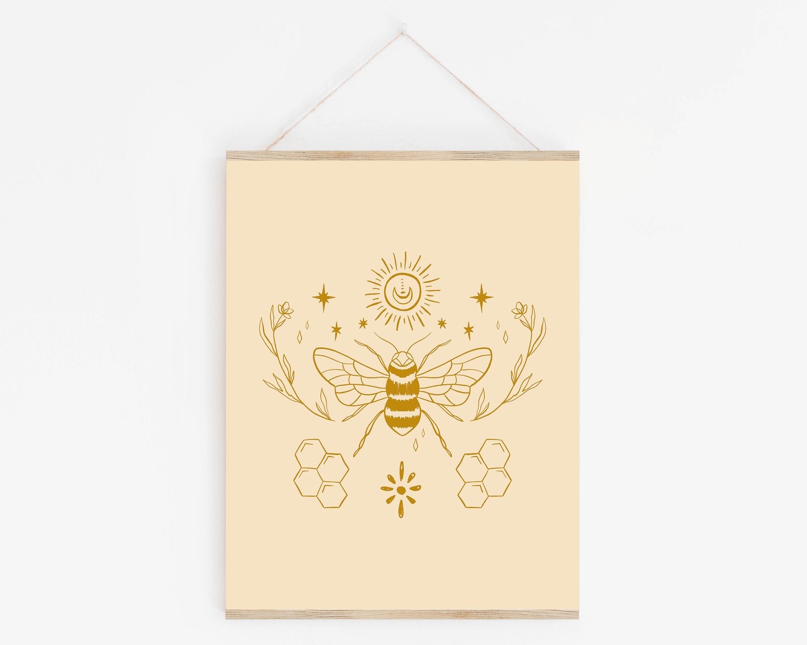 Boho Bee Print Wall Art Print Bumblebee Print Honeybee | Etsy
