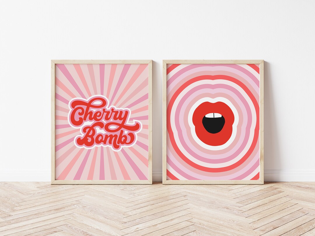 Set of 2 Cherry Bomb Wall Art Prints Digital Art Print - Etsy