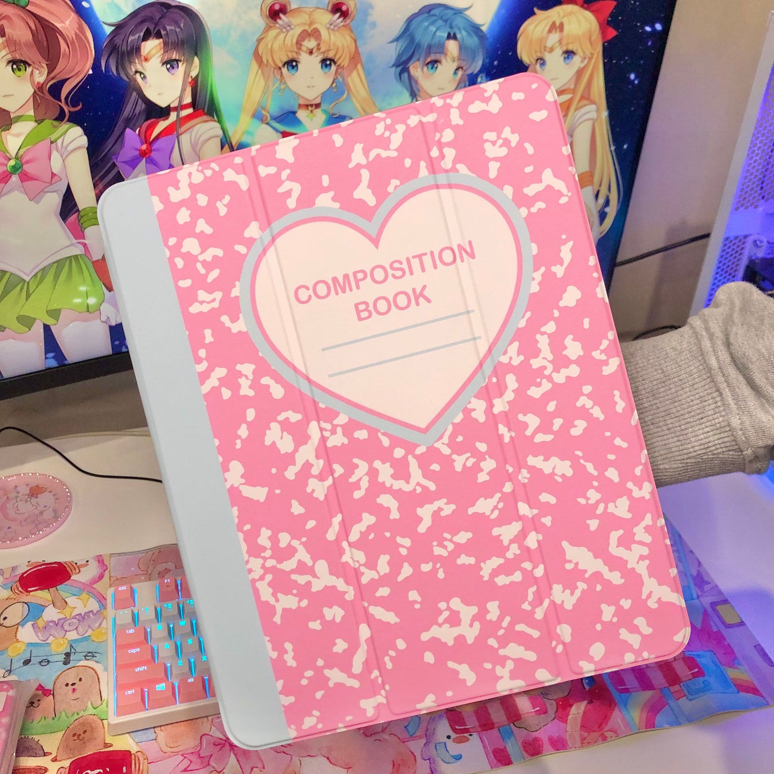Composition Book Pastel Pink and Blue iPad Case Notebook Cute Kawaii ...