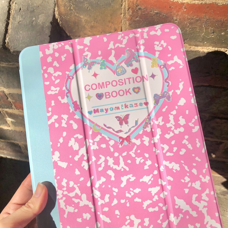 Composition Book Pastel Pink and Blue Ipad Case Notebook Cute - Etsy