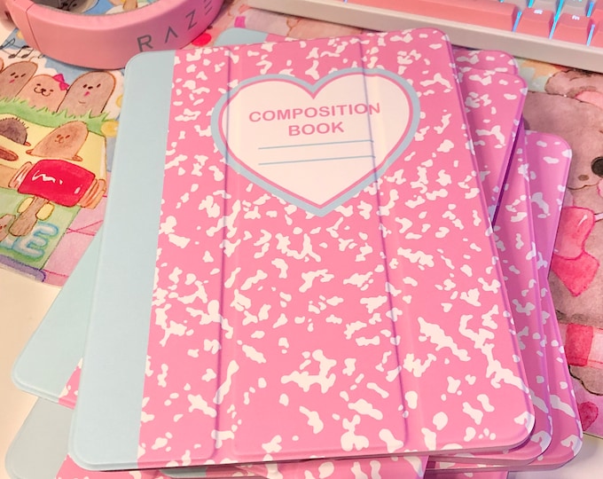 Composition Book Pastel Pink and Blue iPad Case Notebook Cute Kawaii ...