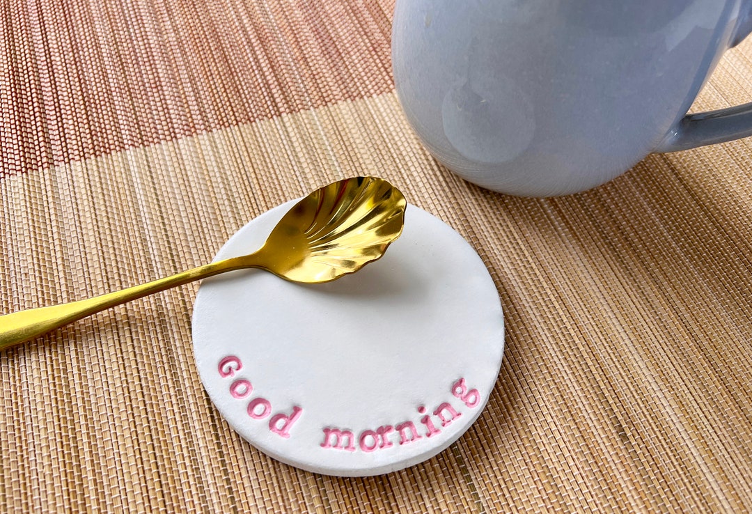 Coaster Good Morning Minimalist Home Decor Ceramic Coaster Personalised ...