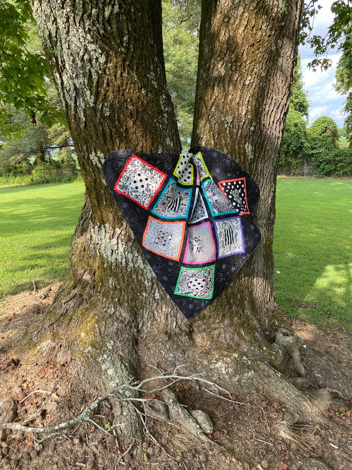 Tula Pink Line Drawing Fabric Baby Quilt With Bright Colors and Animals ...