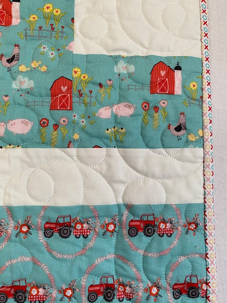 Baby Quilt- Farm Animals- Barn and Tractor- Pigs and Chickens - Etsy