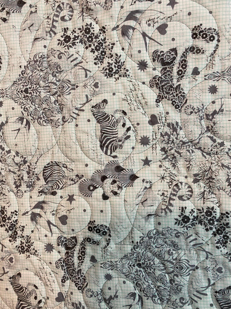 Tula Pink Line Drawing Fabric Baby Quilt With Bright Colors and Animals ...