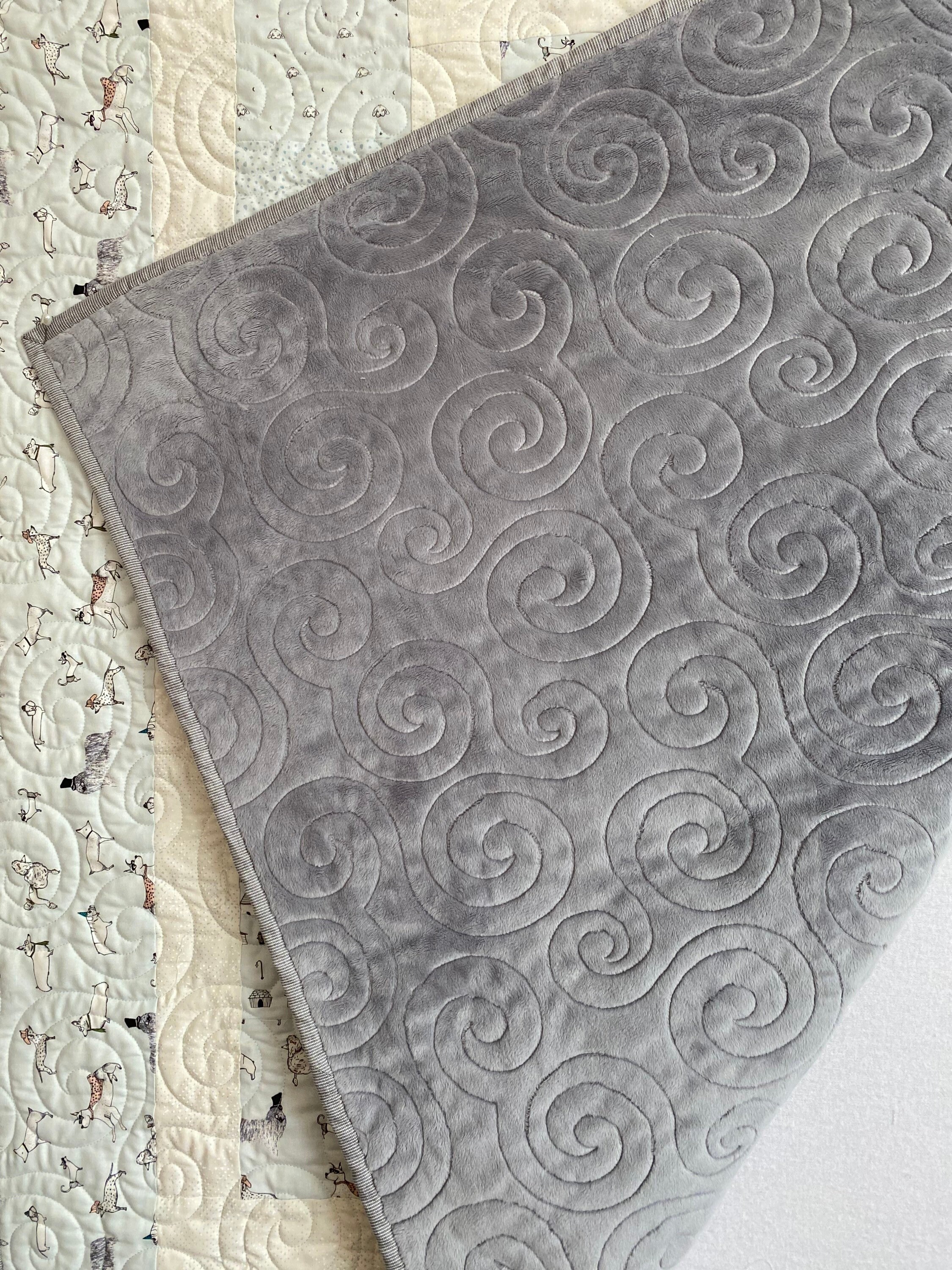 Baby Quilt-dog Lovers-pale Blue and Grey-cozy Minky Back - Etsy