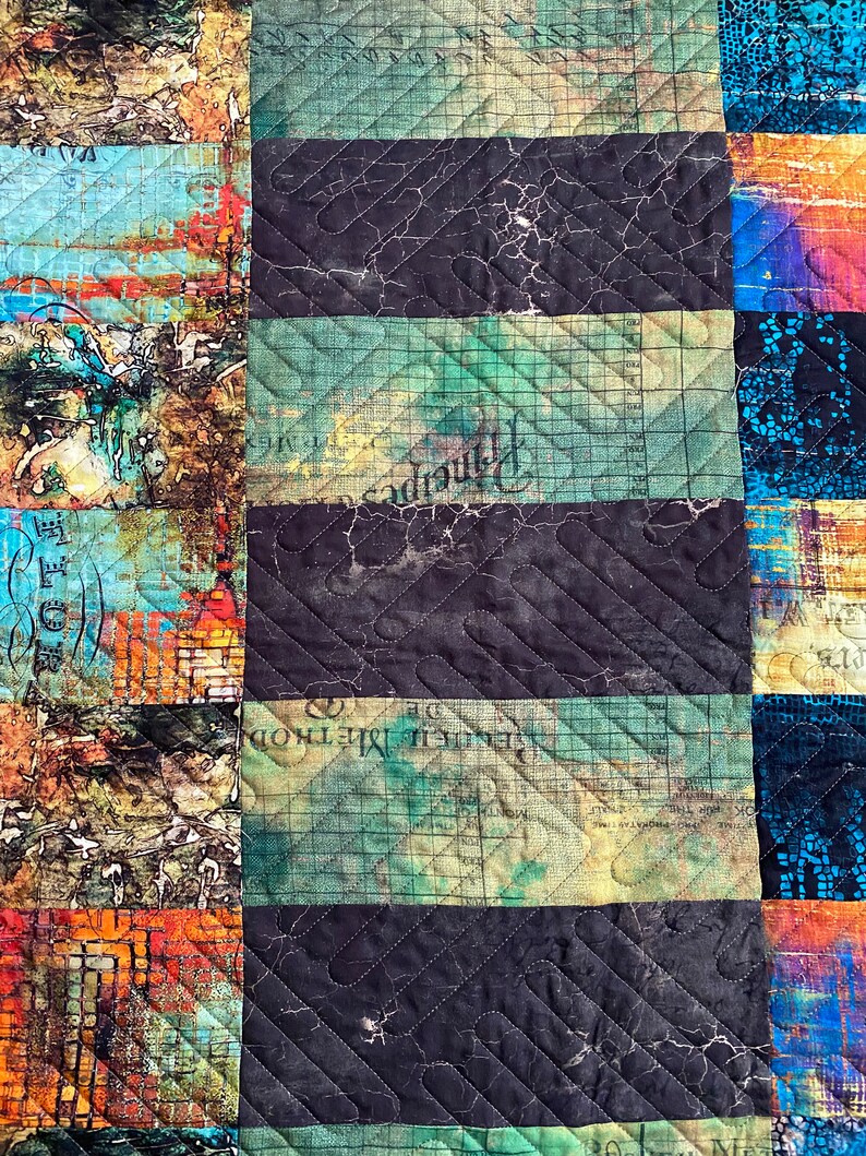 Throw Quilt-tim Holtz Fabric-beautiful Colo - Etsy