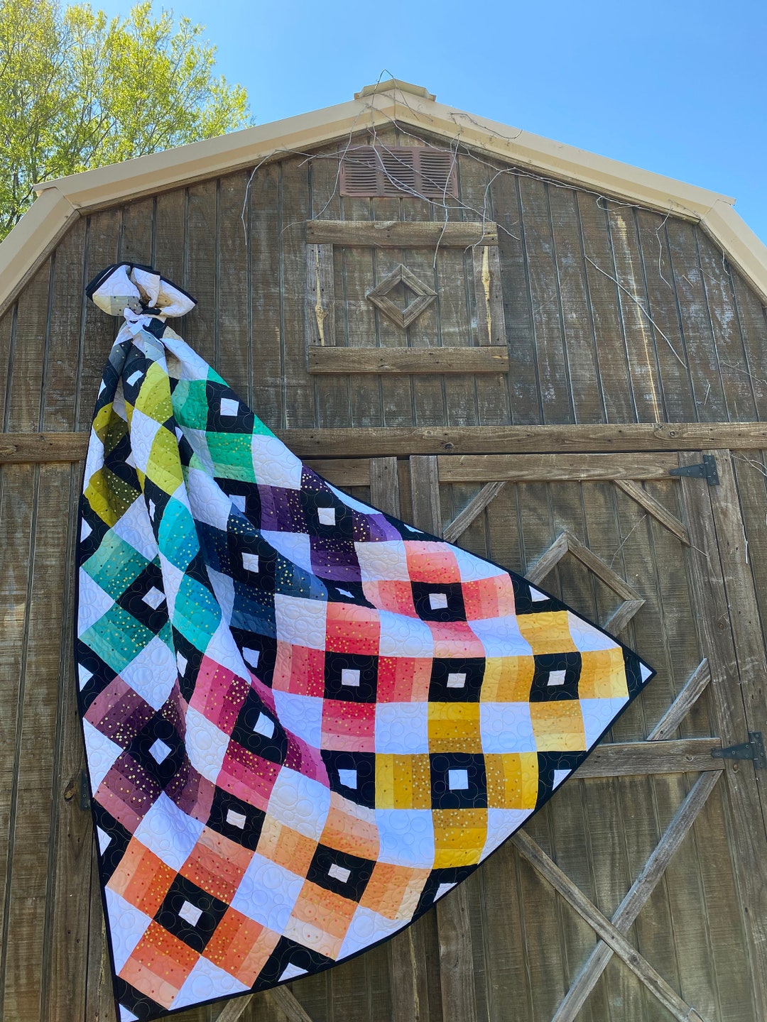 Multi Colored Twin Quilt-bright Colors-handmade-cotton Quilt - Etsy