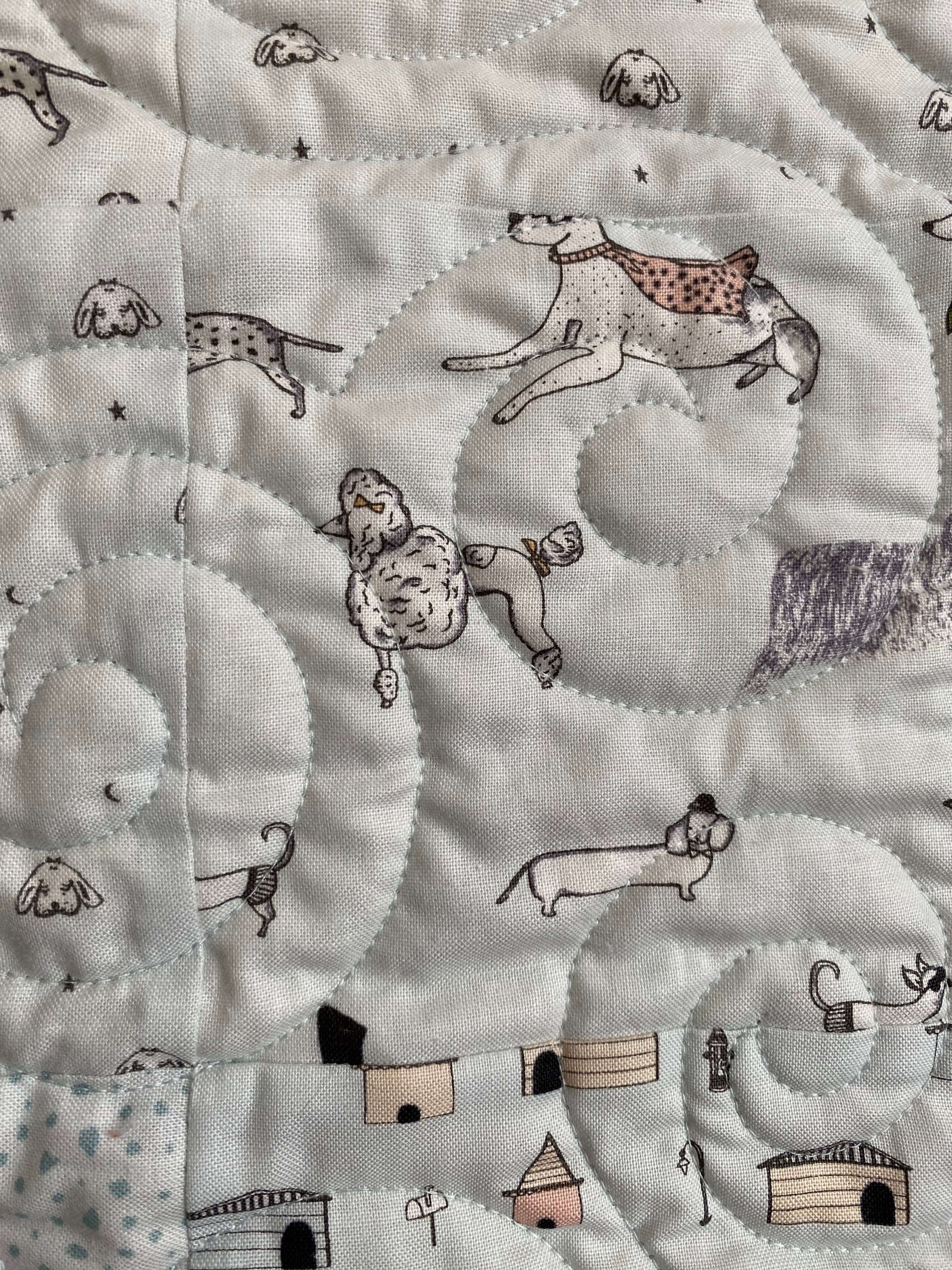 Baby Quilt-dog Lovers-pale Blue and Grey-cozy Minky Back - Etsy