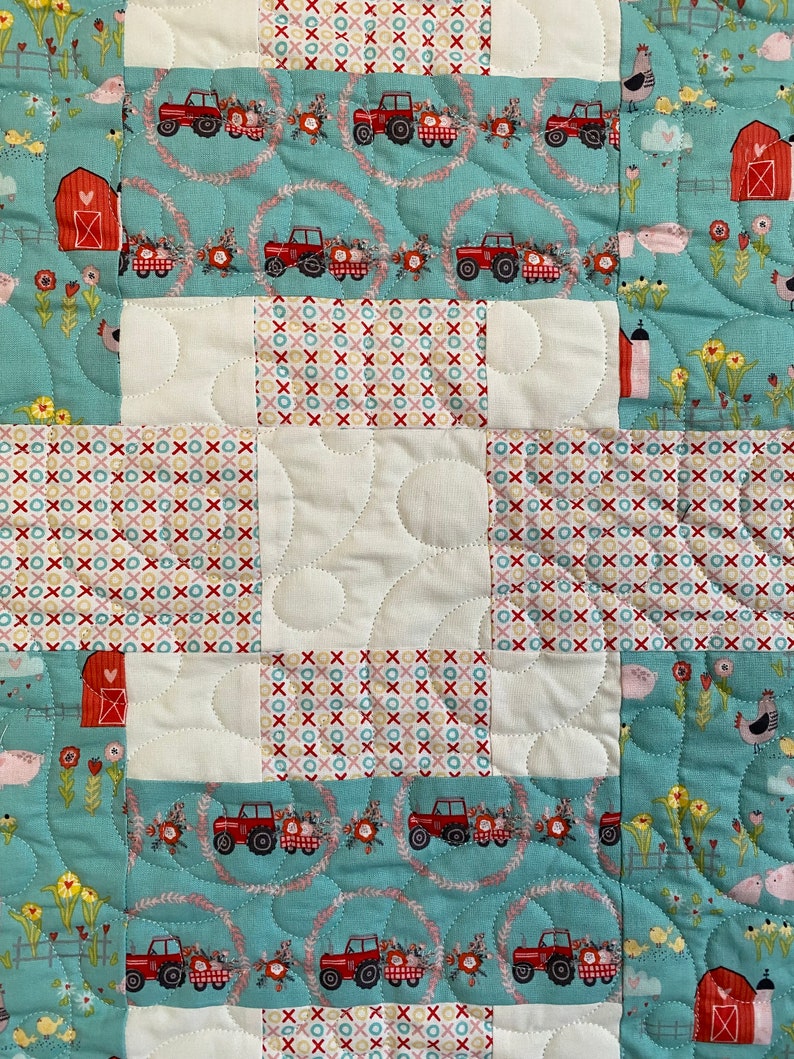 Baby Quilt- Farm Animals- Barn and Tractor- Pigs and Chickens - Etsy