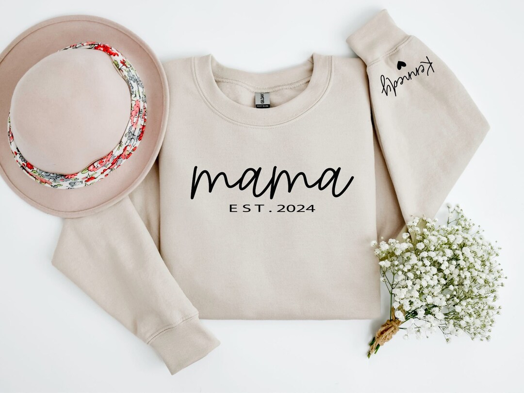 Custom Mama Est 2024 Sweater, ANY YEAR Mama Est 2024 Sweatshirt ...