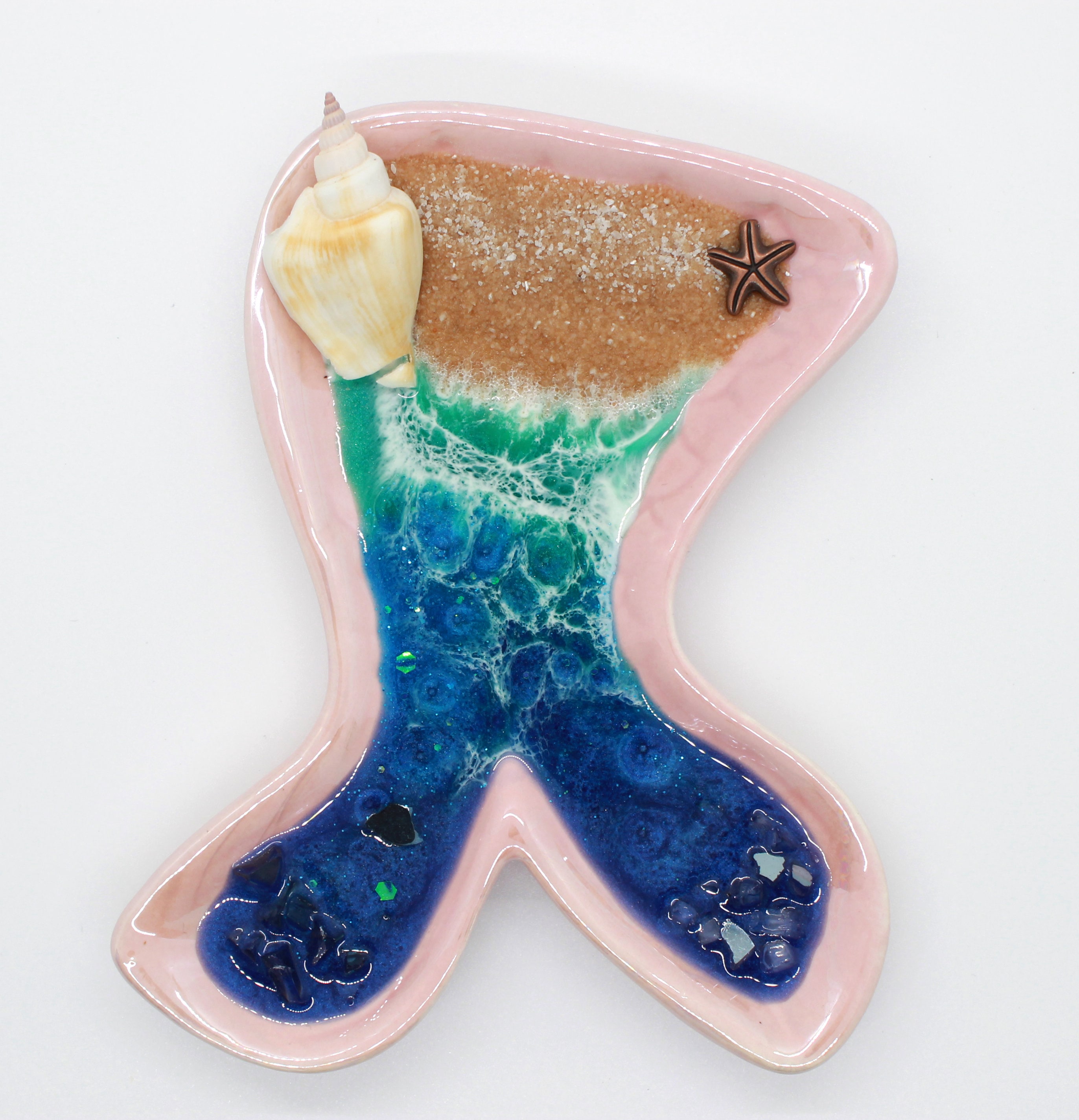 Ceramic Mermaid Tail Trays With Resin Ocean Waves | Etsy