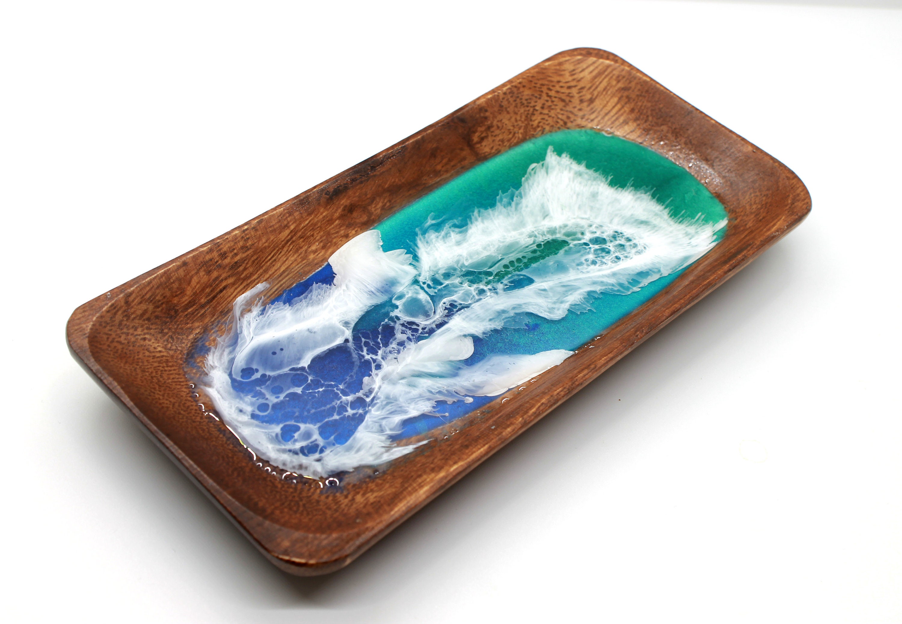 Wood and Resin Ocean Wave Side Trays Home Décor | Etsy