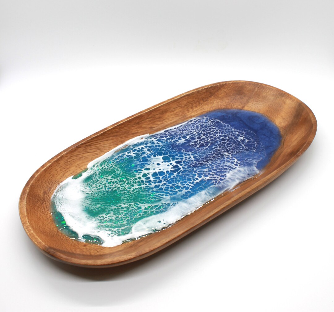 Large Wood Wave Oval Tray - Etsy