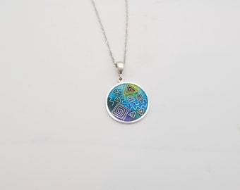 Blue Enamel Pendant - Etsy