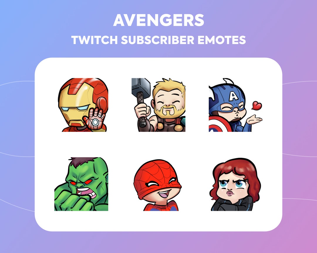 Twitch Emotes - Marvel Avengers - Spiderman - Thor - Ironman - Hulk ...
