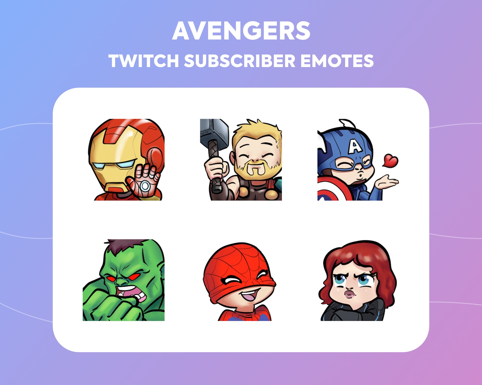 Emotes Twitch - Marvel Avengers - Spiderman - Thor - Ironman - Hulk ...