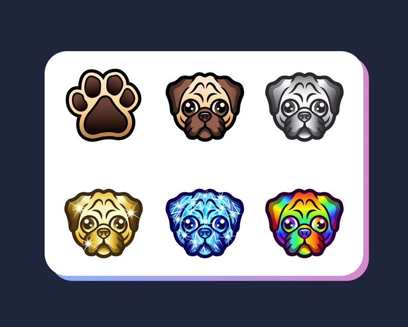 Twitch Sub Badges / Cheer Bit Badges - Cute Pug Dog - Etsy