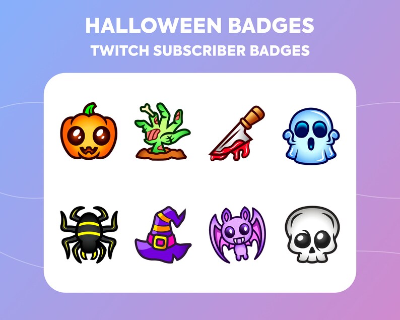 Halloween Twitch Sub Badges / Pumpkin - Zombie - Knife - Ghost - Spider ...