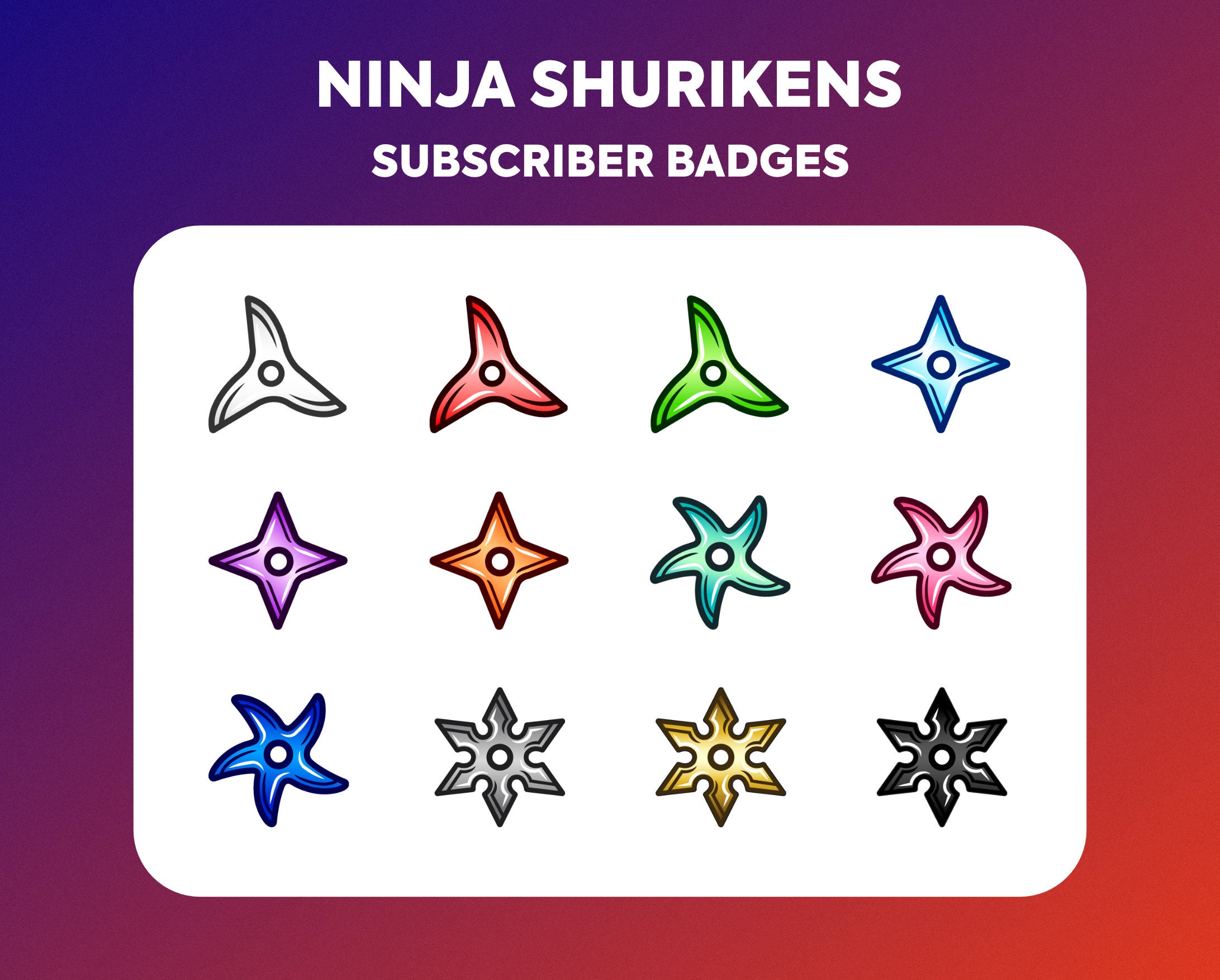 Twitch Sub Badges / Cheer Bit Badges - Ninja - Shurikens - Etsy