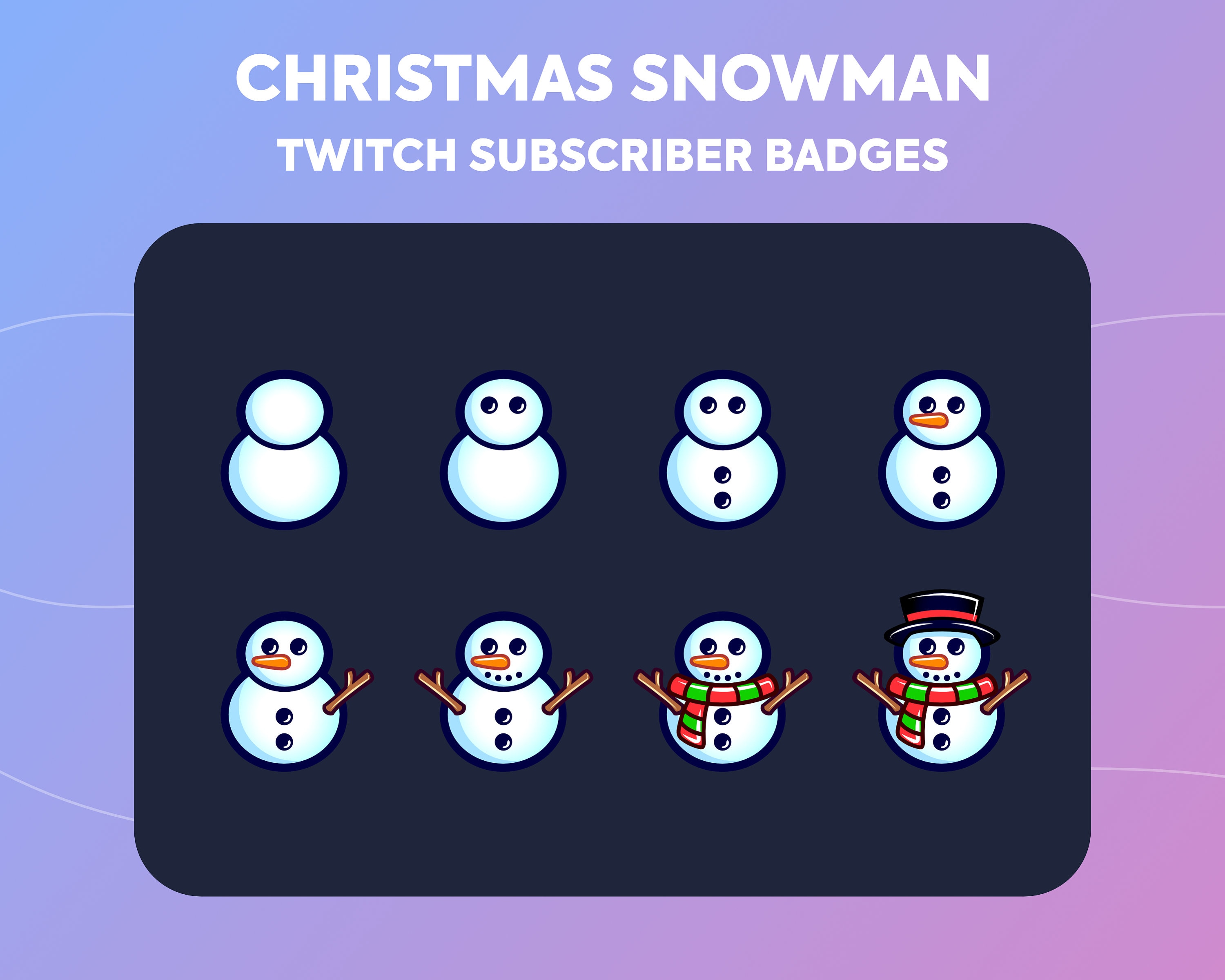 Twitch Sub Badges / Cheer Bit Badges - Christmas - Snowman - Snow ...