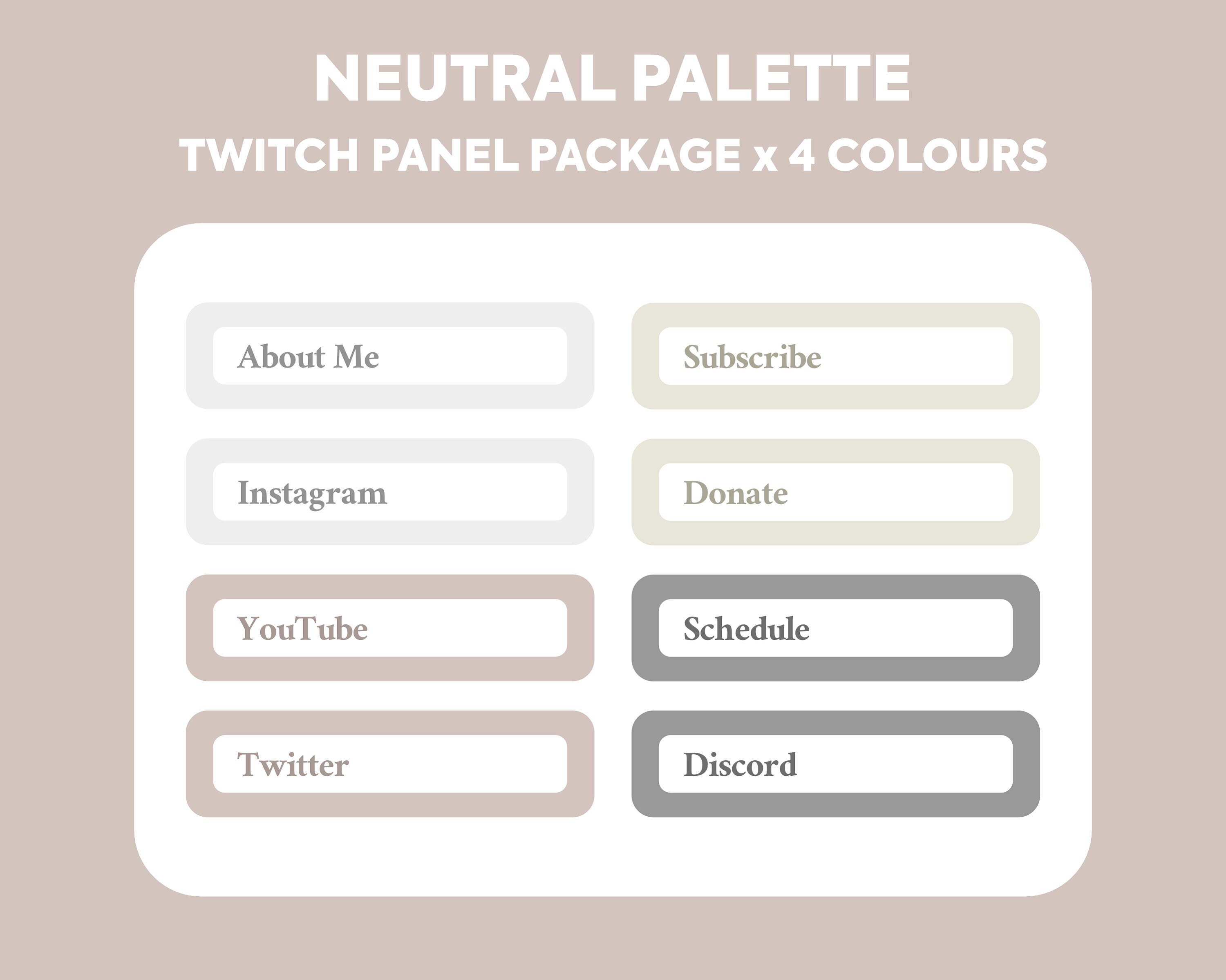 Twitch Panels Neutral Colors Neutral Palette 4 Color - Etsy