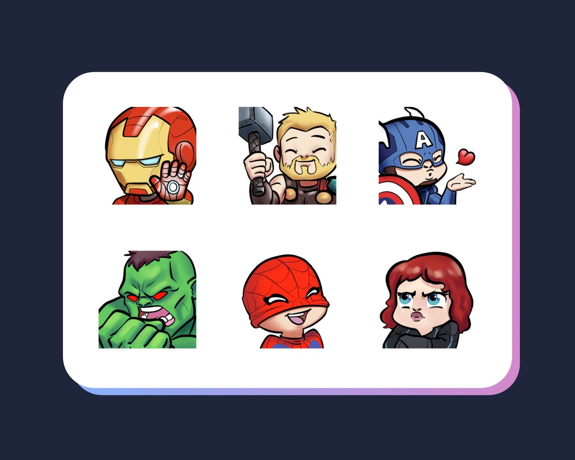 Twitch Emotes - Marvel Avengers - Spiderman - Thor - Ironman - Hulk ...