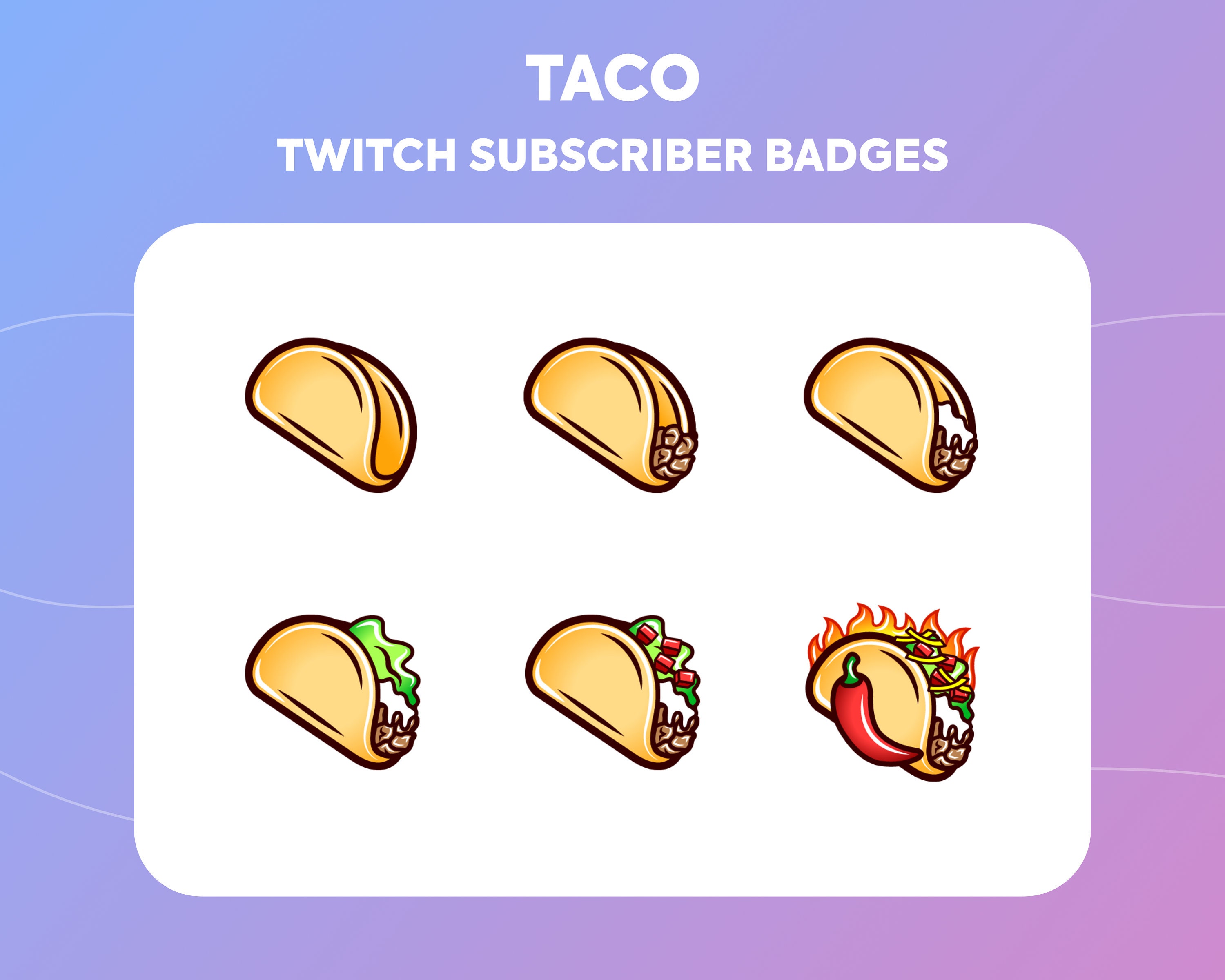 Twitch Sub Badges / Cheer Bit Badges - Taco - Mexican Food - Etsy