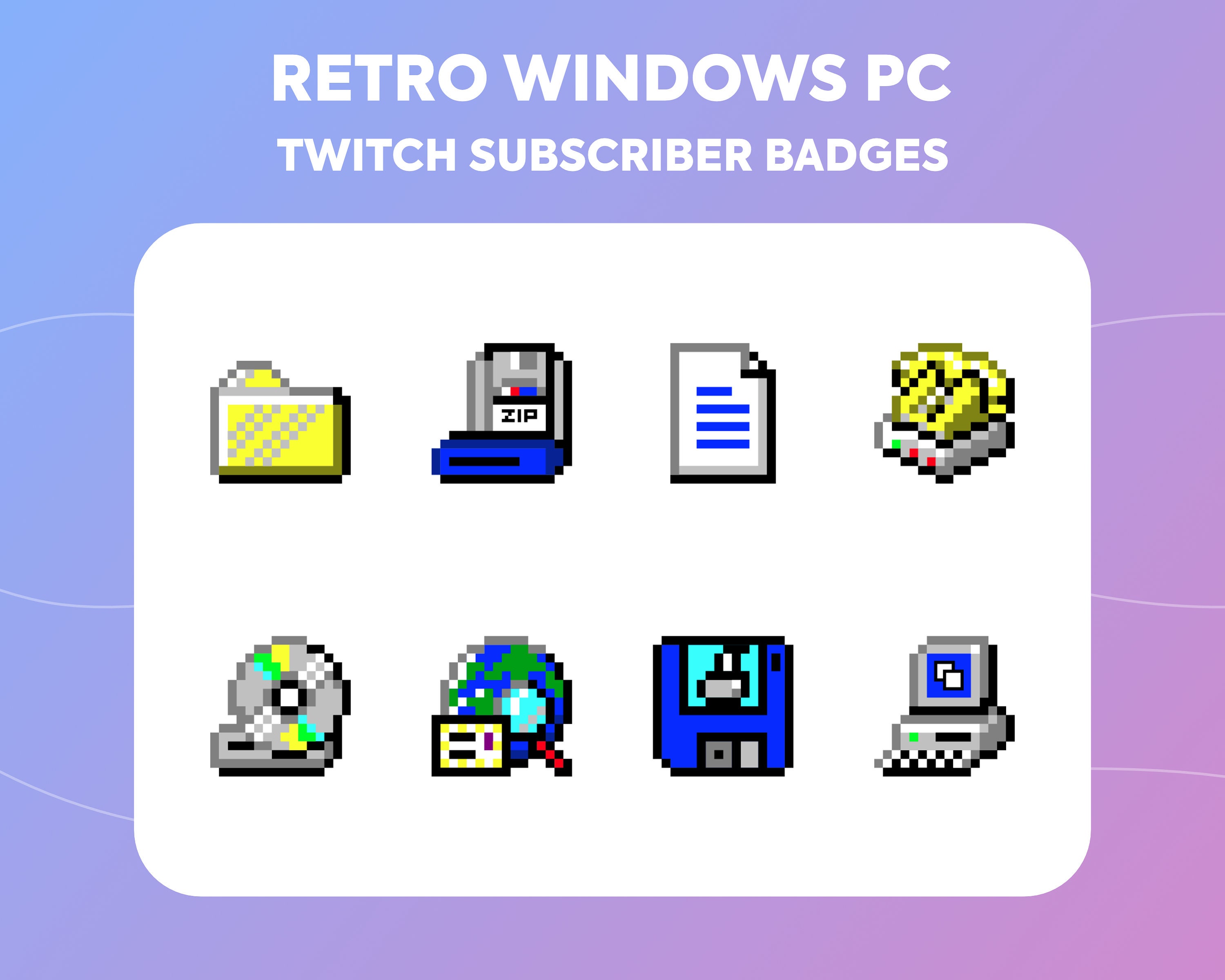 Twitch Sub Badges / Cheer Bit Badges - Retro Windows PC - Computer ...