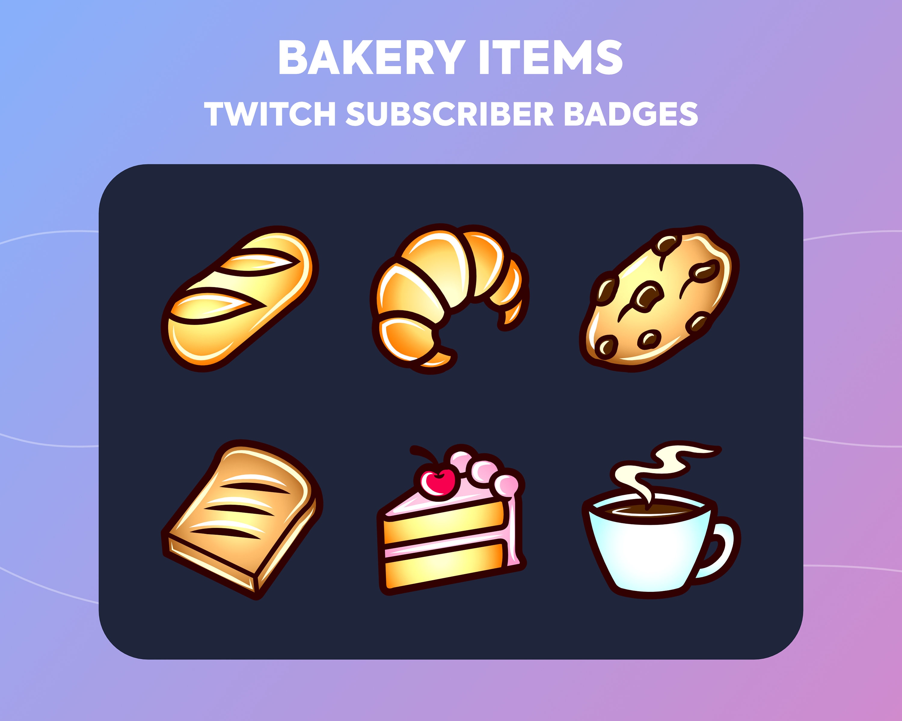 Twitch Sub Badges / Cheer Bit Badges - Bakery - Bread - Cake - Coffee ...