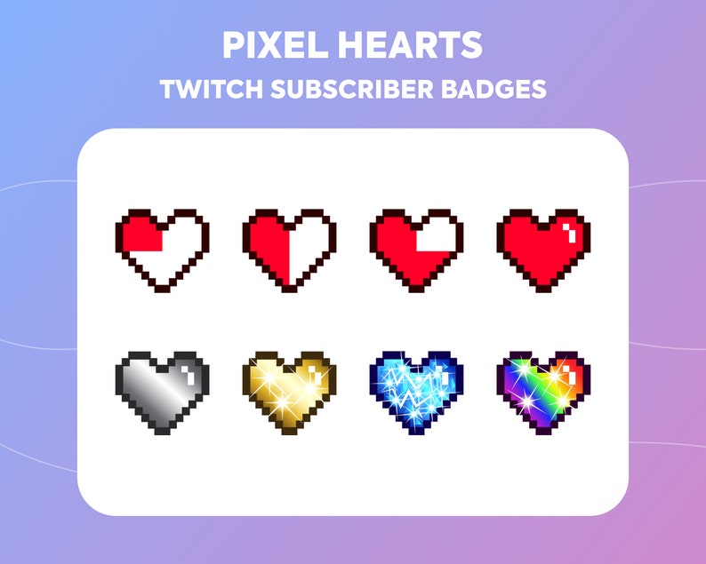 Twitch Sub Badges / Cheer Bit Badges - Pixel Hearts - Lovehearts ...