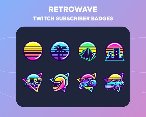 Twitch Sub Badges / Cheer Bit Badges Retrowave Synthwave - Etsy