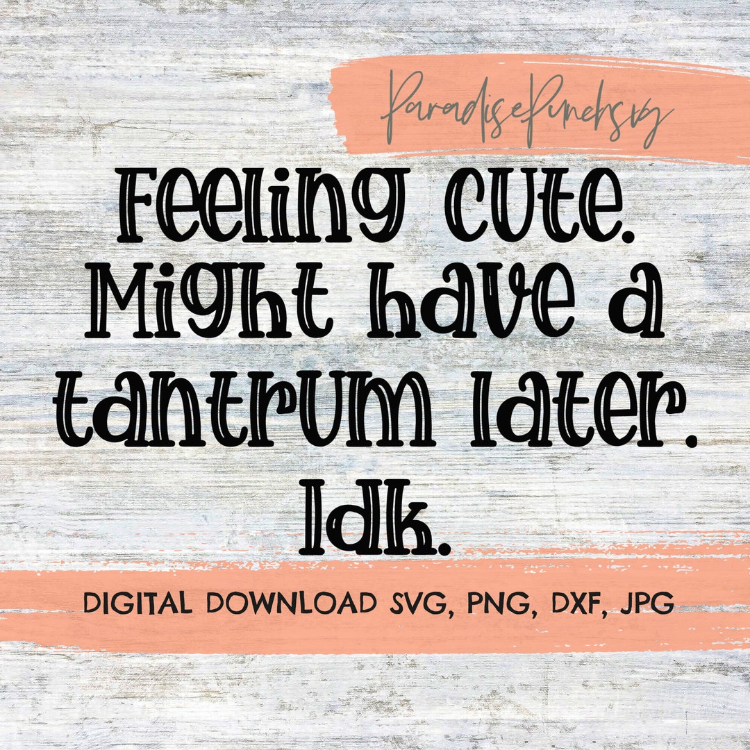 Feelin Cute Might Have a Tantrum, Funny Svg for Toddler, Funny Kids Svg ...