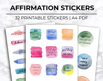 Printable Watercolor Affirmation Stickersprintable - Etsy