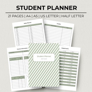Student Planner, Academic Planner, School Year Journal, College ...