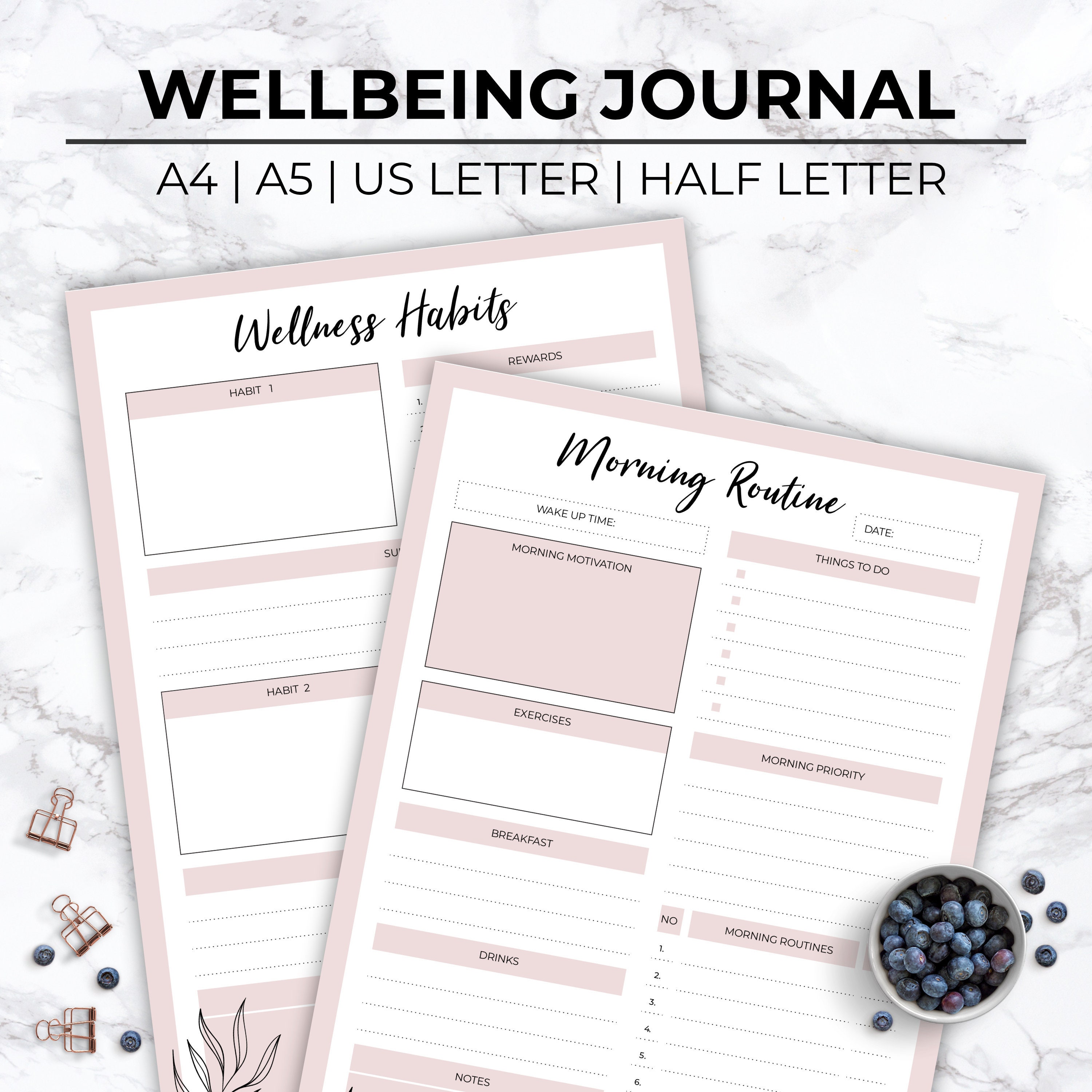 Printable Wellness Journal,printable Wellbeing Planner,planner Bundle ...