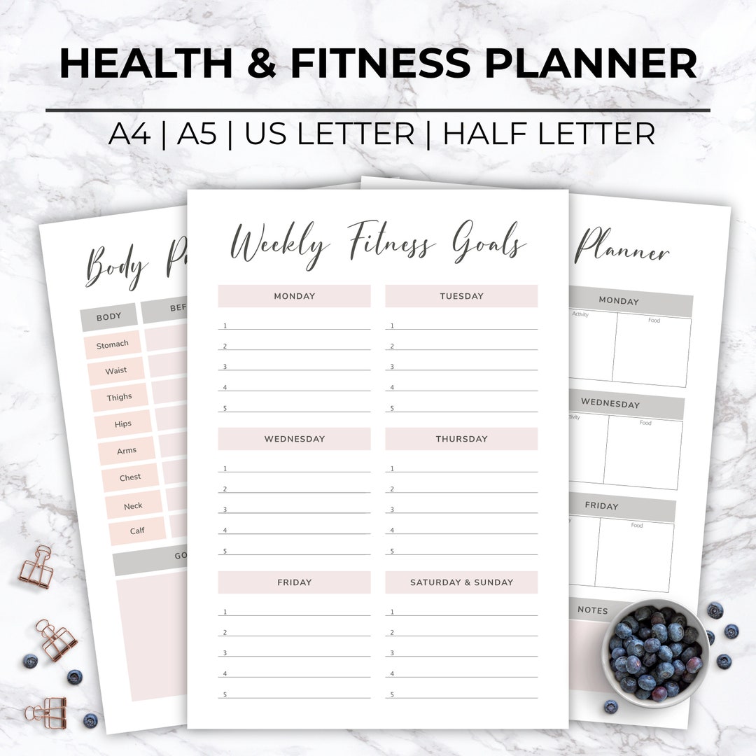 Fitness Planner Printable,health and Fitness Journal,workout Planner ...