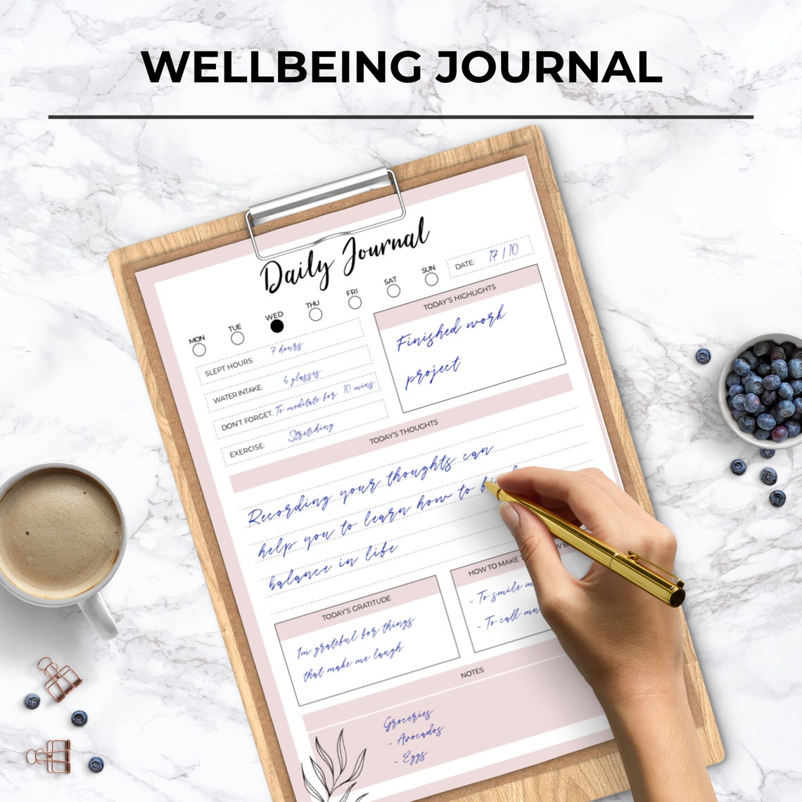 Printable Wellness Journal,printable Wellbeing Planner,planner Bundle ...